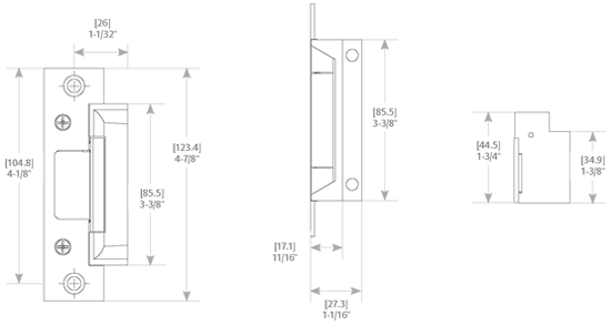 Low Profile Electric Strike For Cylindrical Locksets In ANSI Metal 