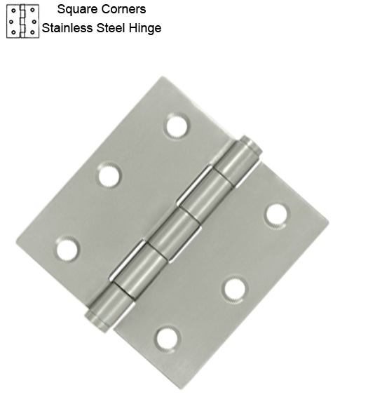 3 x 3 x Square Corners Residential Stainless Steel Hinge - Doorware.com