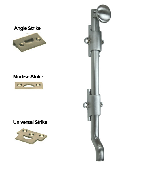 Solid Brass 10 Inch Offset Surface Bolt - Doorware.com