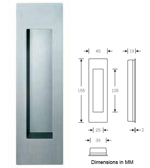 Contemporary Satin Stainless Steel Flush Door Pull, FSB-4251-630 - Doorware.com