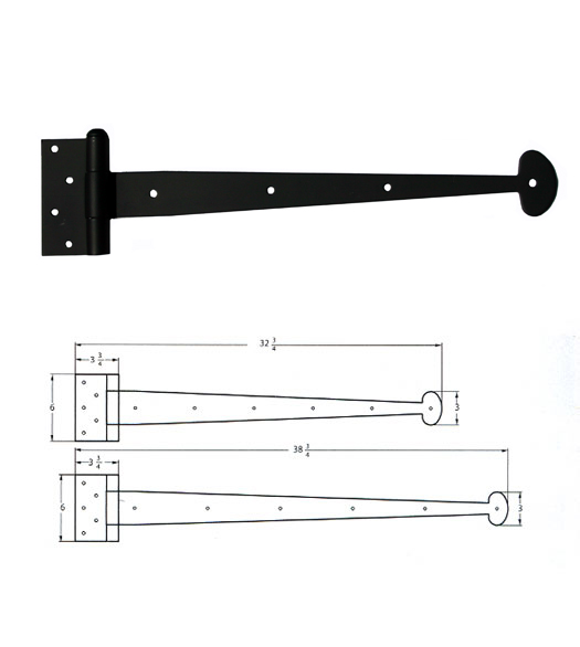 30 Inch Heavy Door Bean Tip Strap Hinge, Acorn IHLBP - Doorware.com