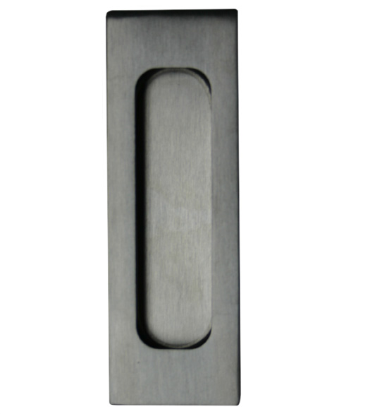 4-11/16 Inch Rectangular Satin Stainless Steel Flush Pull, Canaropa JNF-FP228-120-630 - Doorware.com