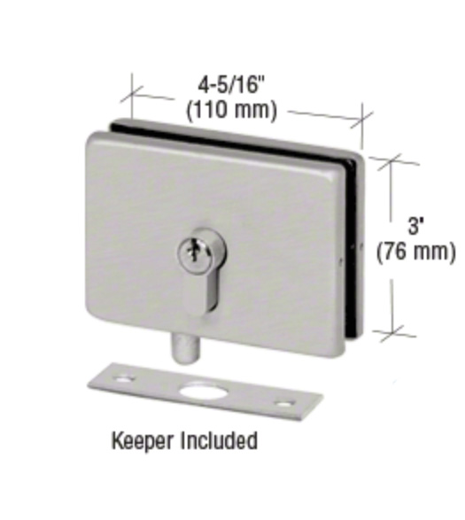 EUR Series Glass Mounted Patch Lock with Keeper Plate - Doorware.com