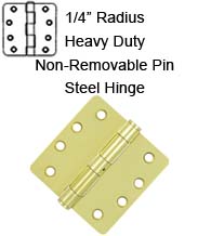 4 x 4 x 1/4 Radius HD Steel Hinge with Non-Removable Pin, Pair ...