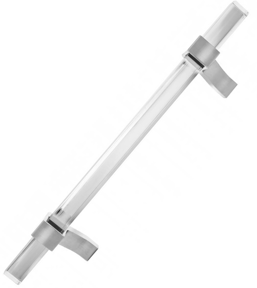 Sky Square Acrylic Pull Square with Brass Offset Mounts - Doorware.com