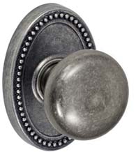 Half Round Knob With Oval Beaded Rose, Fusion 01-B7 - Doorware.com