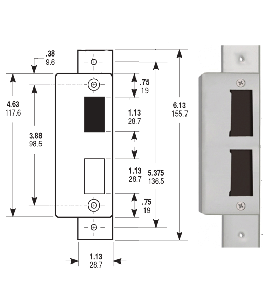 Mortise Deadlatch Double Strike Assembly, TH1100-ST1 - Doorware.com