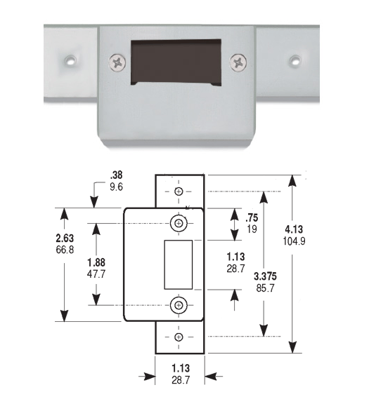 Mortise Deadlatch Single Strike Assembly, TH1100-ST2 - Doorware.com