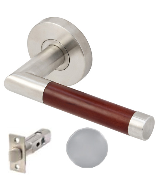 Half Passage Cabernet Wood and Stainless Lever - Doorware.com