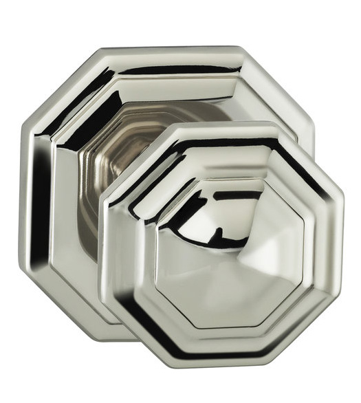 Deco Octagon Knobset with Matching Rose, Omnia 201/00 - Doorware.com