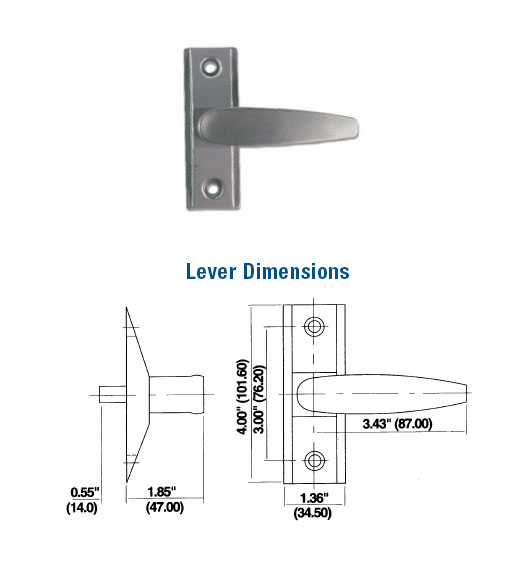 Storefront Door Lever Handle, Global TH1100-LH1 - Doorware.com