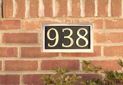 Three Number Polished Brass Address Plate Assembly, Brass Accents I08 ...