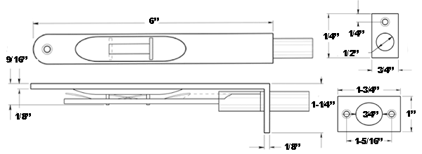 Solid Brass 6 Inch Flush Bolts with Round Corners - Doorware.com