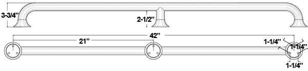 42 Inch Polished Chrome Grab Bar, Deltana 88GB42-26 - Doorware.com