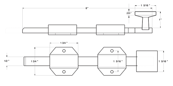8 Inch Modern Surface Bolt, Deltana 8SBM - Doorware.com
