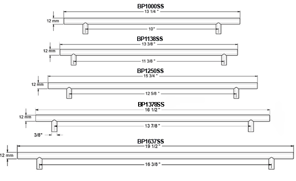 Medium Length Stainless Steel Bar Pulls - Doorware.com