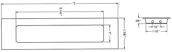 7 Inch Rectangular Flush Pull | Deltana FP7178 - Doorware.com