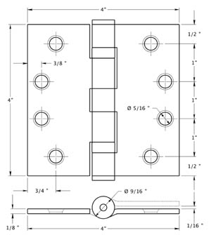 4 x 4 x Square Corners Heavy Duty Non-Removable Pin Ball Bearing Hinges ...