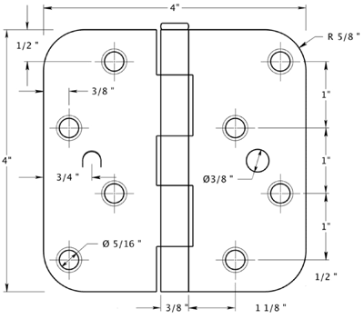 4 x 4 x 5/8 Radius Benchmark Door Hinges - Doorware.com