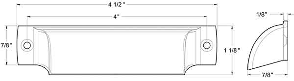 4 Inch Modern Rectangular Cup Pull - Doorware.com