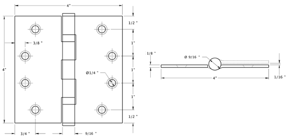 4 x 4 x Square Corners Heavy Duty Stainless Steel Hinge 2 Ball Bearings ...