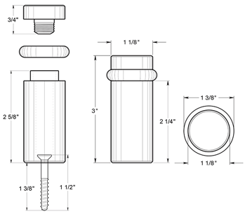 3 Inch Universal Door Stop - Doorware.com
