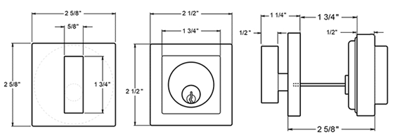 Square Elite Single Cylinder Deadbolt, Deltana ZDS - Doorware.com