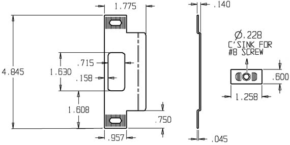 4-7/8 inch x 1-1/4 inch Adjustable ANSI T-Strike, Don-Jo 9454 ...
