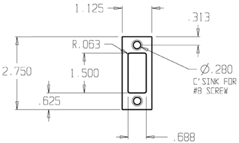 1-1/8 inch x 2-3/4 inch Deadbolt Strike, Don-Jo DS-234 - Doorware.com