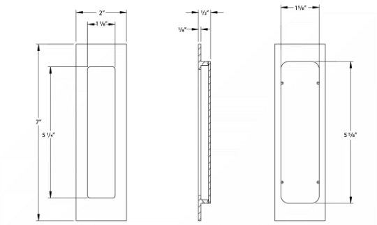 7 Inch Rectangular Flush Pull - Doorware.com
