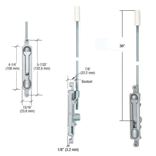 36 Inch Patio Door Flush Bolt, Global FB5 - Doorware.com