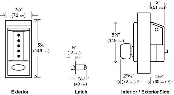 Simplex Pushbutton Lock with Interior Knob, KABA 6200 - Doorware.com