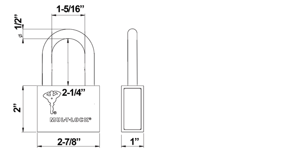 Mul-T-Lock Security Padlock with 1/2 Diameter Shackle, 2-1/4 Inch ...