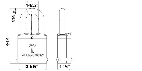 Heavy Duty Padlock with 5/16 Diameter Shackle, 2 Inch Clearance ...