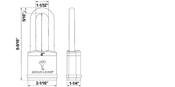 Heavy Duty Padlock with 5/16 Diameter Shackle, Extra Long 4 Inch ...