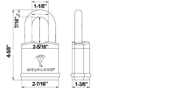 Heavy Duty Padlock with 7/16 Diameter Shackle, 2-5/16 Inch Clearance ...