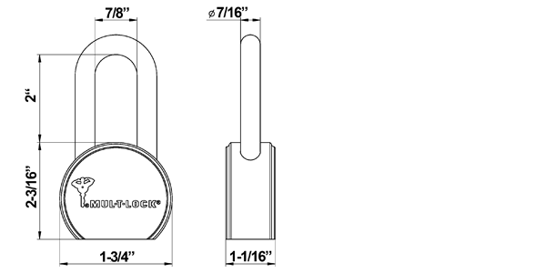 Mul-T-Lock Round Body Padlock With Long 7/16 Shackle - Doorware.com