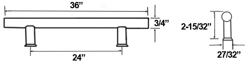 36 Inch Ladder Door Pull with 24 Inch Center to Centers, SGS H3600 ...