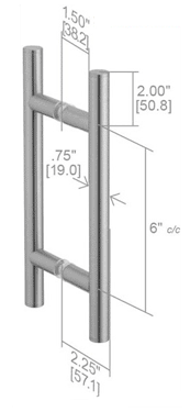 10 Inch Contemporary Shower Pulls, Pair, SDH-206H - Doorware.com