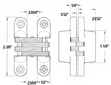 3/4 Inch Thick Door Invisible Door Hinges, SOSS 204 - Doorware.com