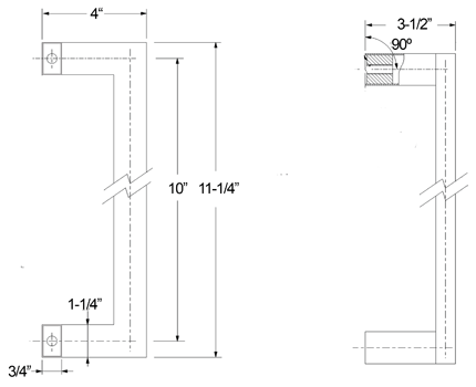 10 Inch Stainless Steel Rectangular Offset Glass Door Pulls, Pair ...