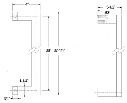 36 Inch Stainless Steel Rectangular Offset Pull - Doorware.com