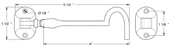 4 Inch Cabin Door Hook | Deltana CHB4 - Doorware.com