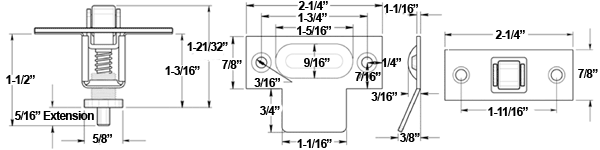 Solid Brass Adjustable Roller Catch - Doorware.com