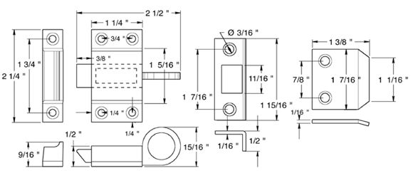 Solid Brass Transom Catch | Deltana TC80 - Doorware.com