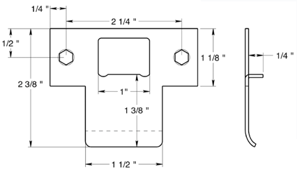 1-3/4 Inch Extended Lip T Strike Plate, Deltana TSPE225 - Doorware.com