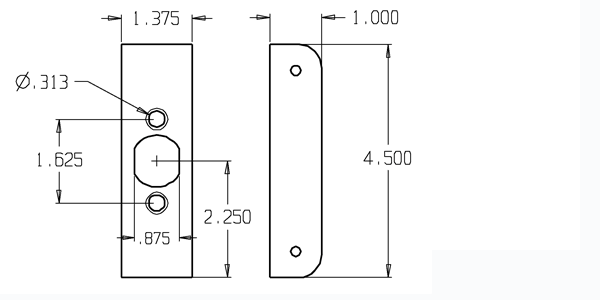 1-3/8 Inch Thick Door Reinforcer Plate, DJO-10-FE - Doorware.com