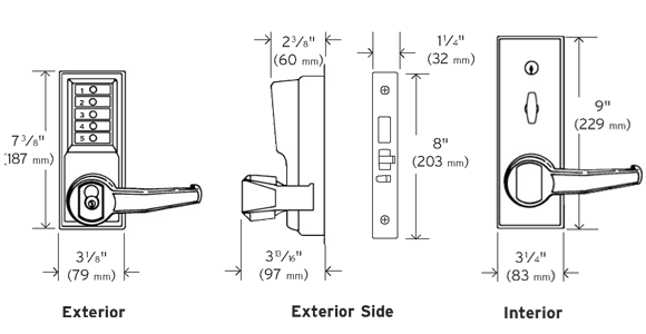 Simplex Keypad Mortise Lever Lock with Deadbolt and Key Override, KABA ...