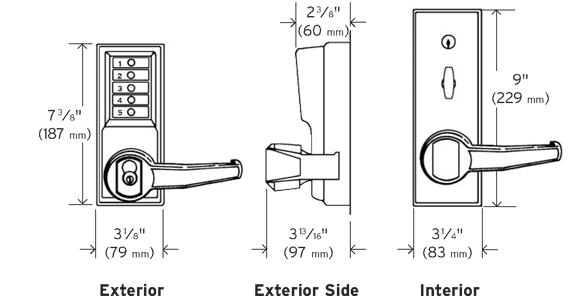 Simplex Keypad Entry Lever Lock with Key Override, KABA L1021 ...